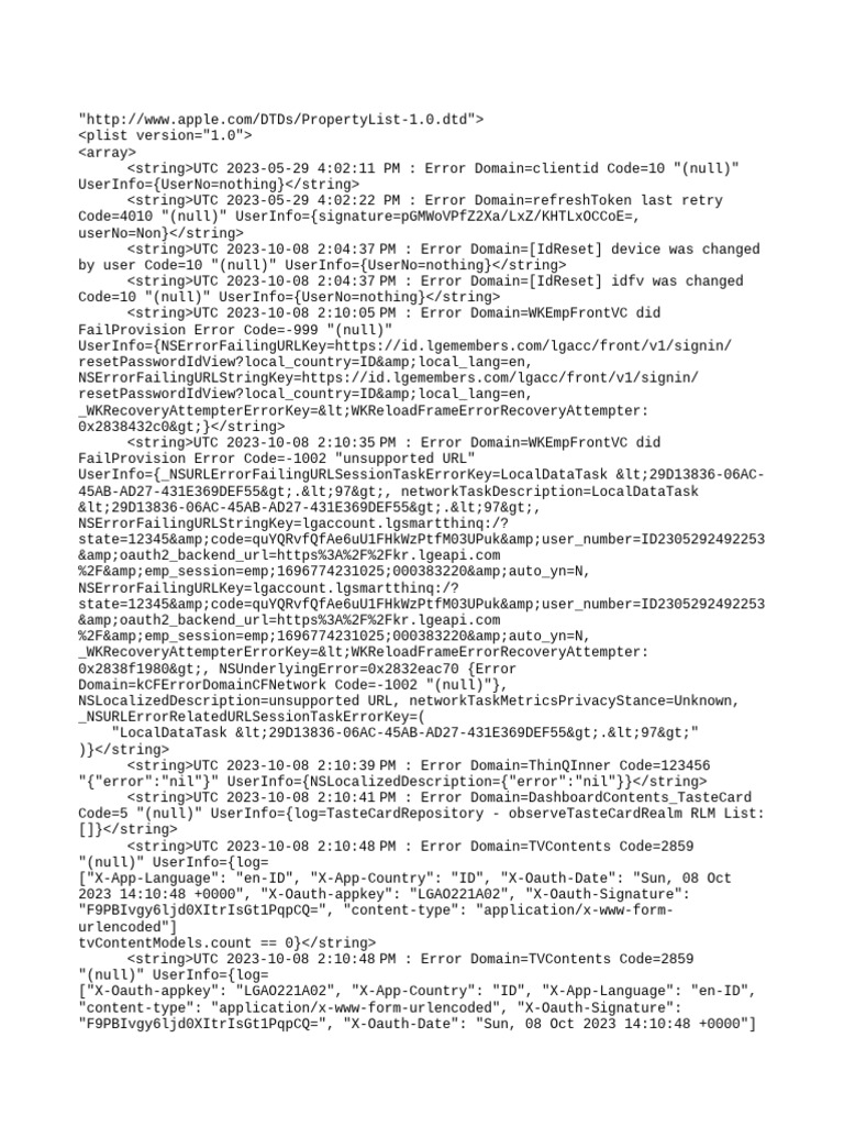 Error Log Analysis for LG Devices | PDF | Json | Digital Technology