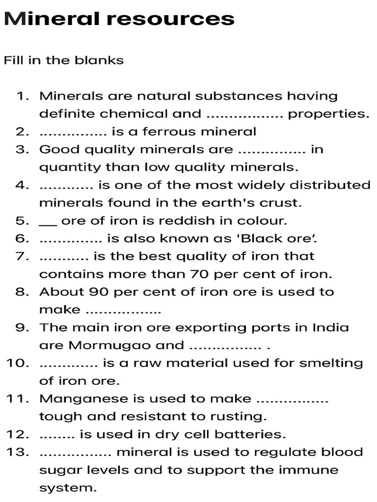 Essential Minerals and Their Uses | PDF | Iron | Steel
