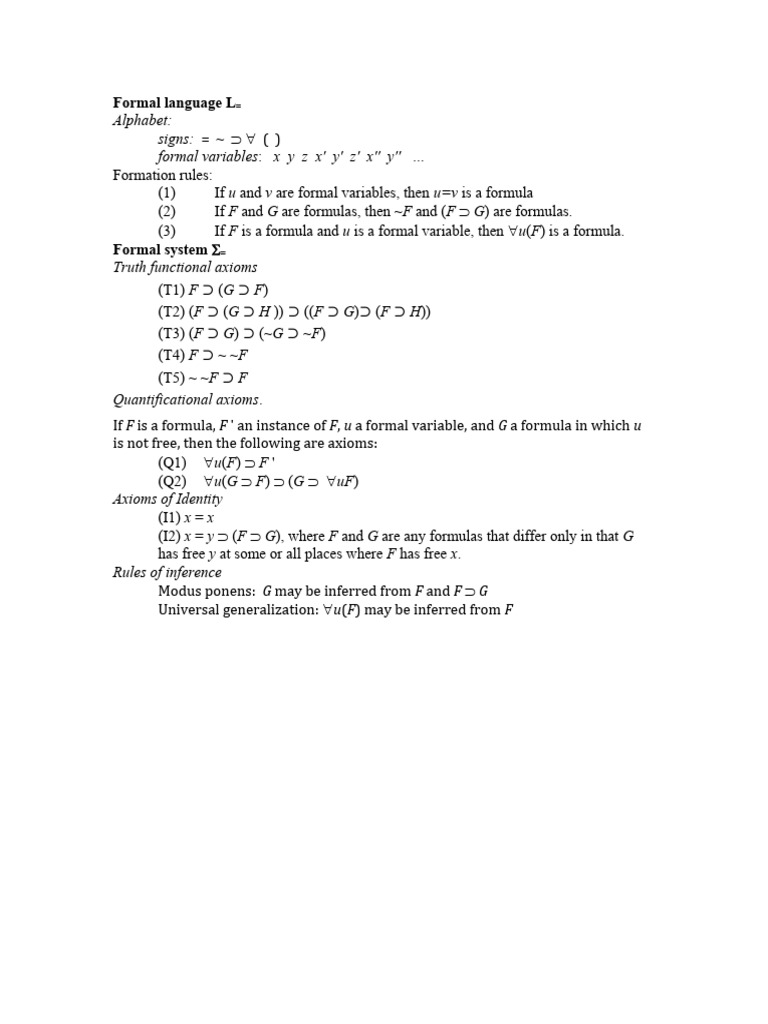 Formal Systems Summary | Download Free PDF | Axiom | Mathematics