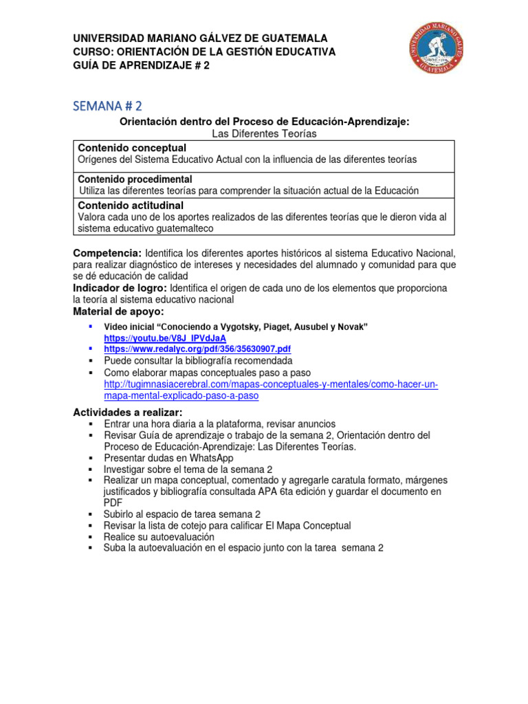 Guía de Aprendizaje 2 y Autoevaluación - ORIENTACIÓN DE LA GESTIÓN EDUCATIVA | Descargar gratis ...