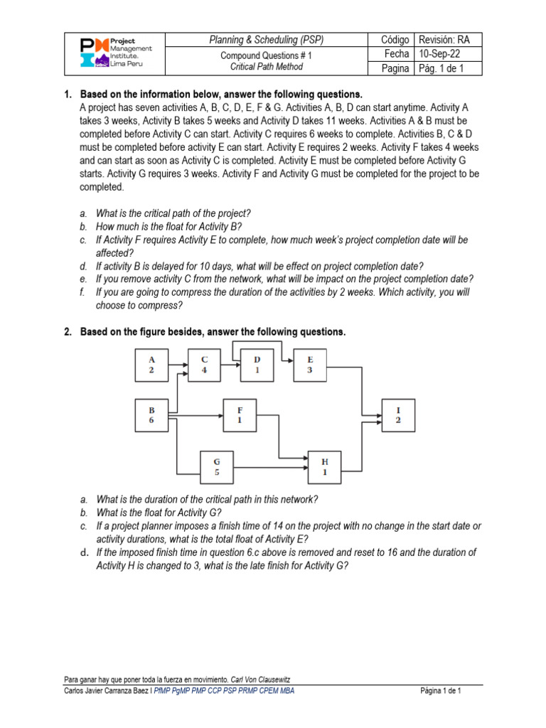 CQ1. Critical Path Method | PDF | Technology & Engineering