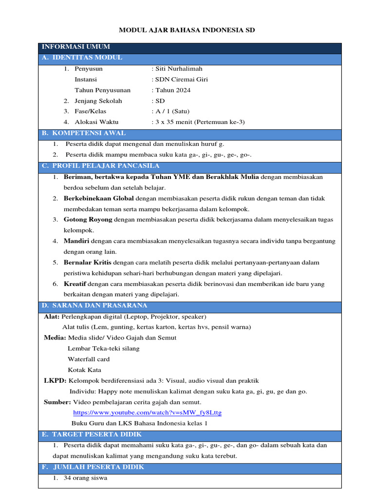 Modul Ajar Siklus 3 | PDF