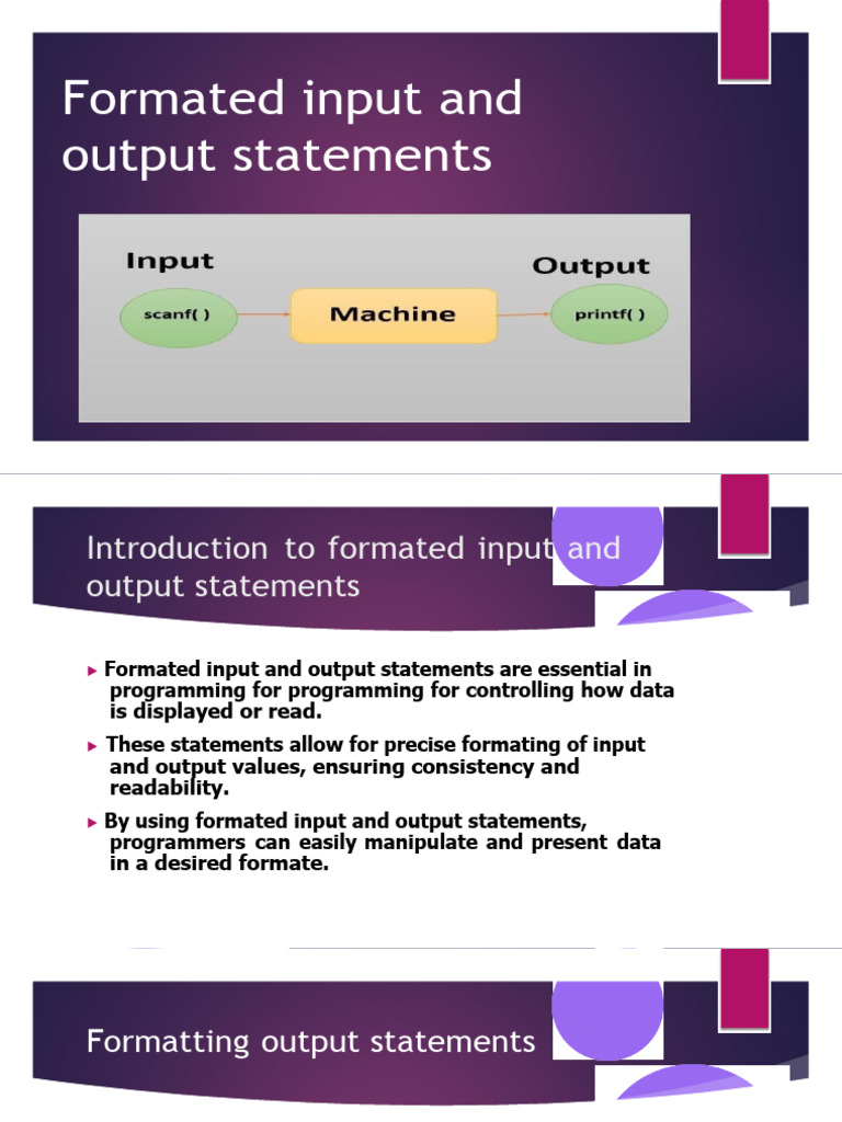 Formated Input And Output Statements Pdf Computing Software
