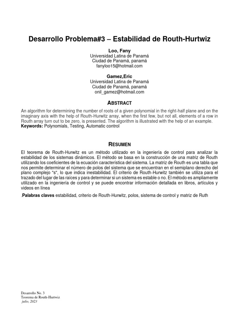 Teorema de Routh | PDF | Matemáticas | Álgebra