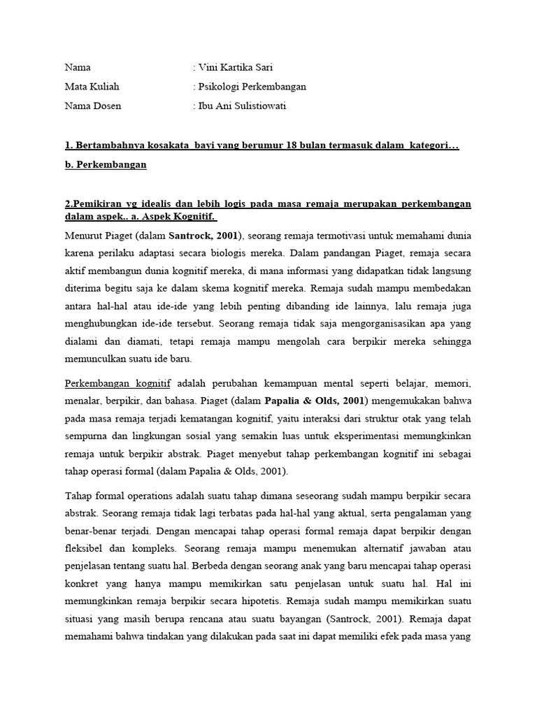 Vini Tugas Psi. Perkembangan | PDF | Sains & Matematika