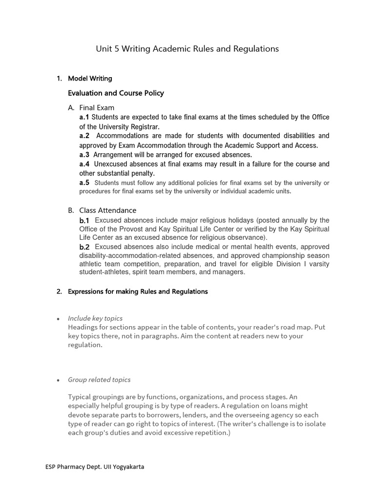 5 Writing Academic Rules and Regulations | PDF