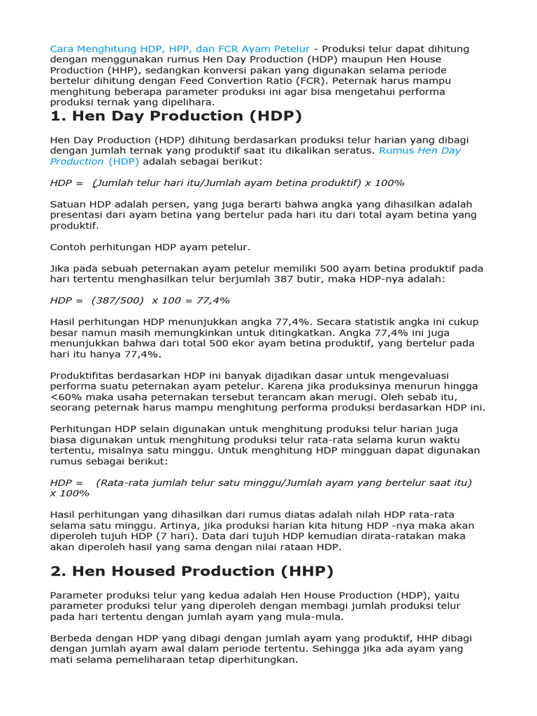 Cara Menghitung HDP | PDF