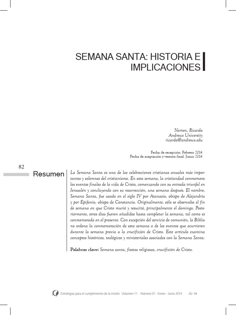 Semana Santa Historia e Implicaciones | PDF | Pascua de Resurrección ...