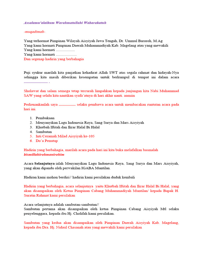 Contoh Teks MC | PDF