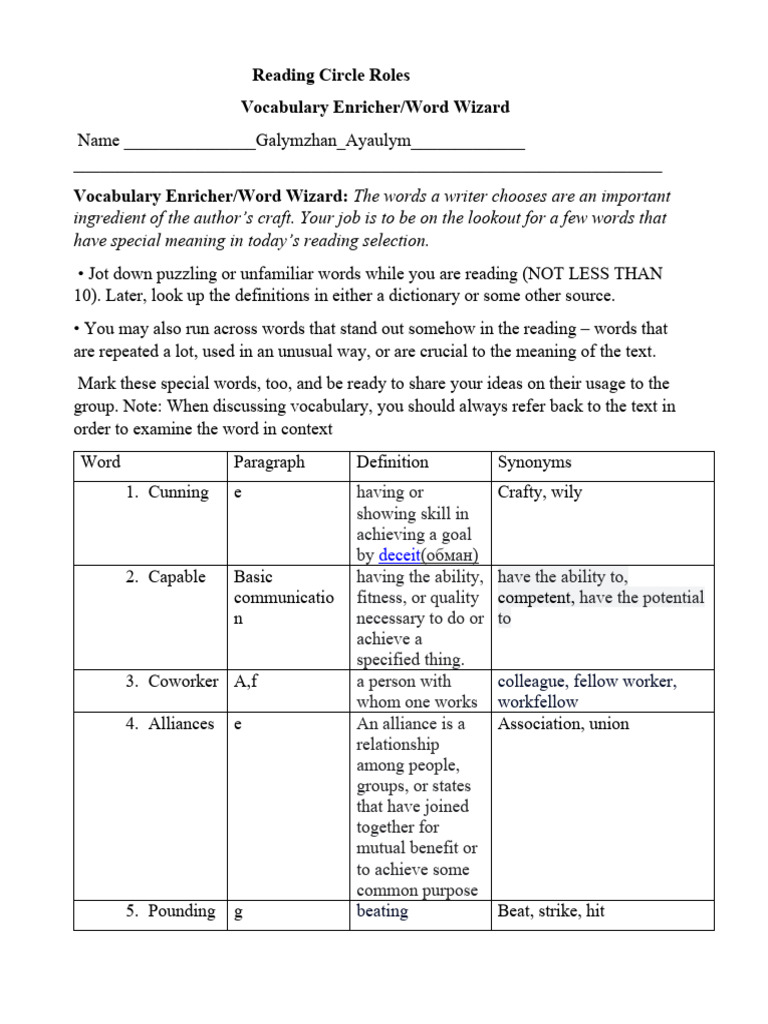 Reading Circle Role Sheet1 | PDF | Ape | Mammals