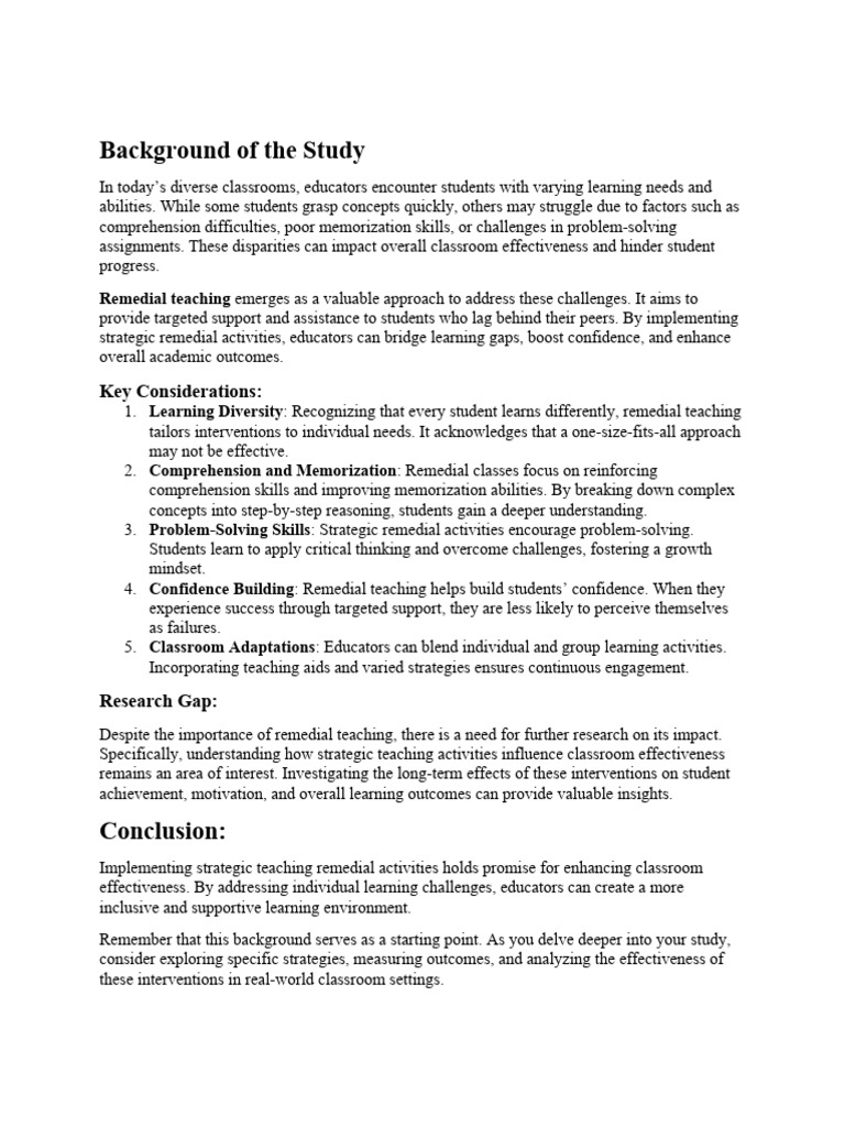 Background of The Study | PDF | Learning | Mindset