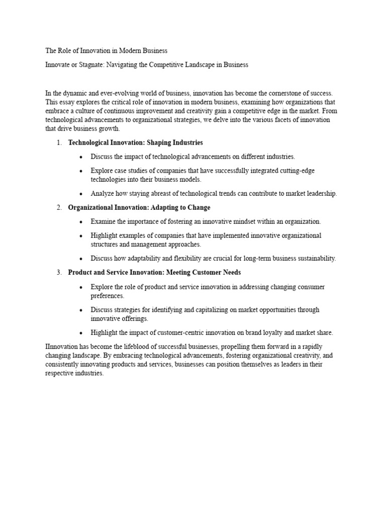 The Role of Innovation in Modern Business | PDF