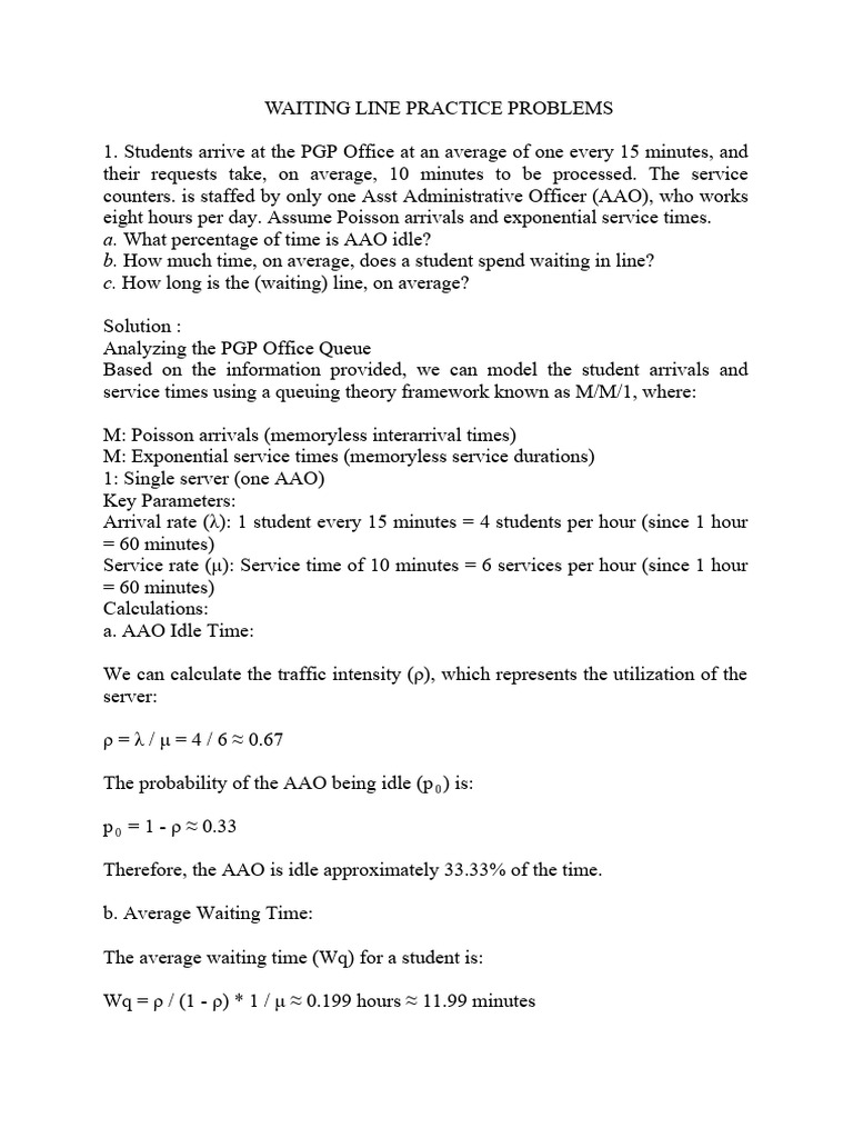 Waiting Line Questions | PDF