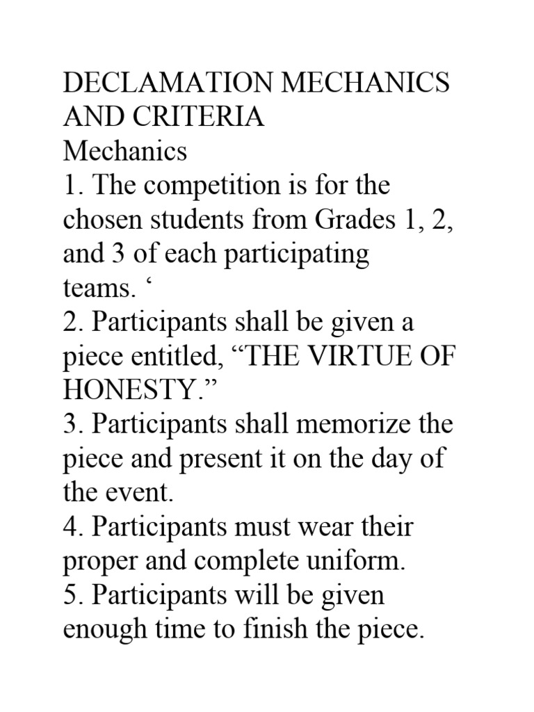 Declamation Contest Guidelines | PDF | Persuasion