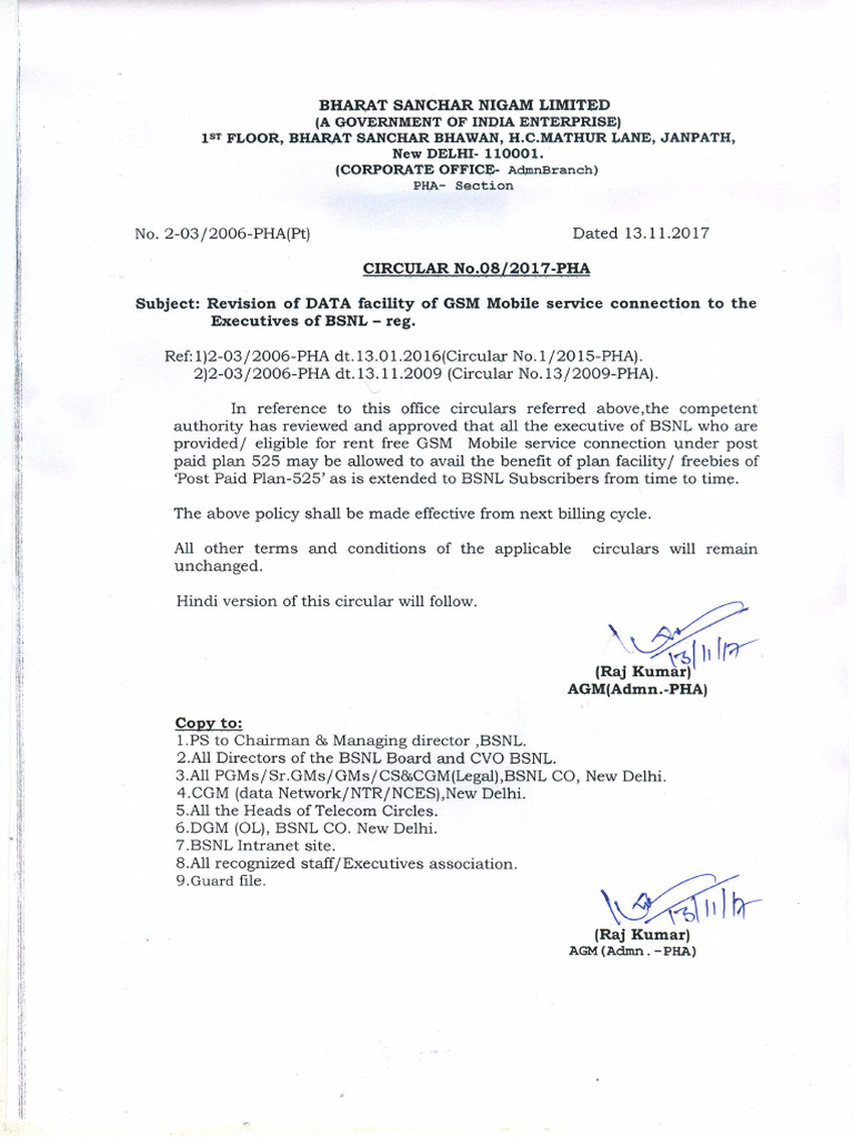 Plan525 To BSNL Executive | PDF