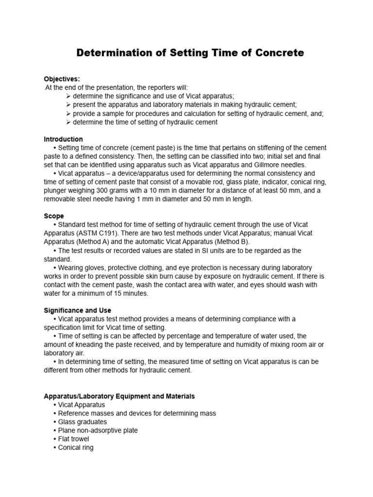 CMT ASTM C191 Draft | PDF | Cement | Materials
