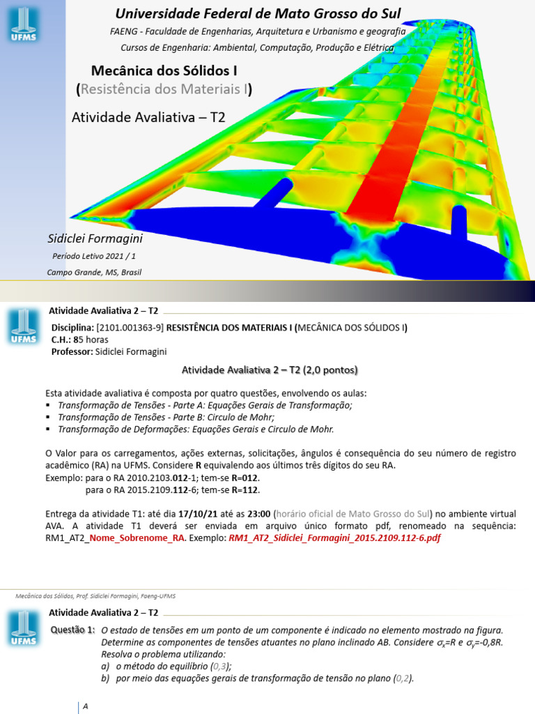 Mec Solidos Atividade Avaliativa T2 2021.2 | PDF | Estresse (Mecânica) | Tensão de cisalhamento