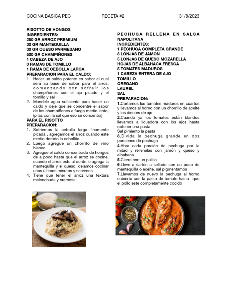 Cocina Basica Clase #2 PEC | PDF | Caldo | Comida y bebida