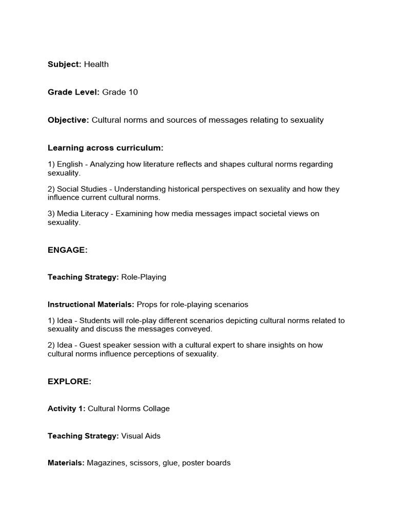 Lesson Plan | PDF | Learning | Human Sexuality