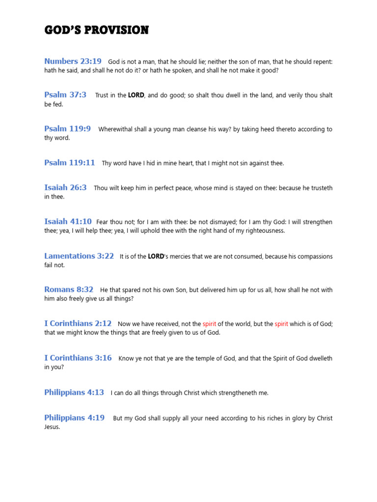 Gods Provision | PDF | Jesus | Bible Content