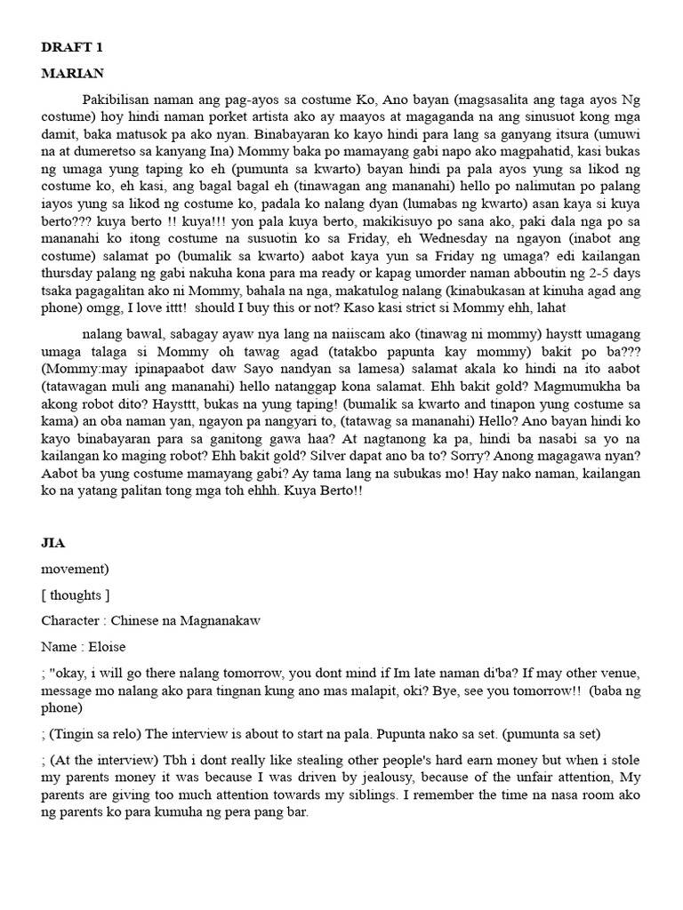 G7 - Draft 1 Monologue | PDF