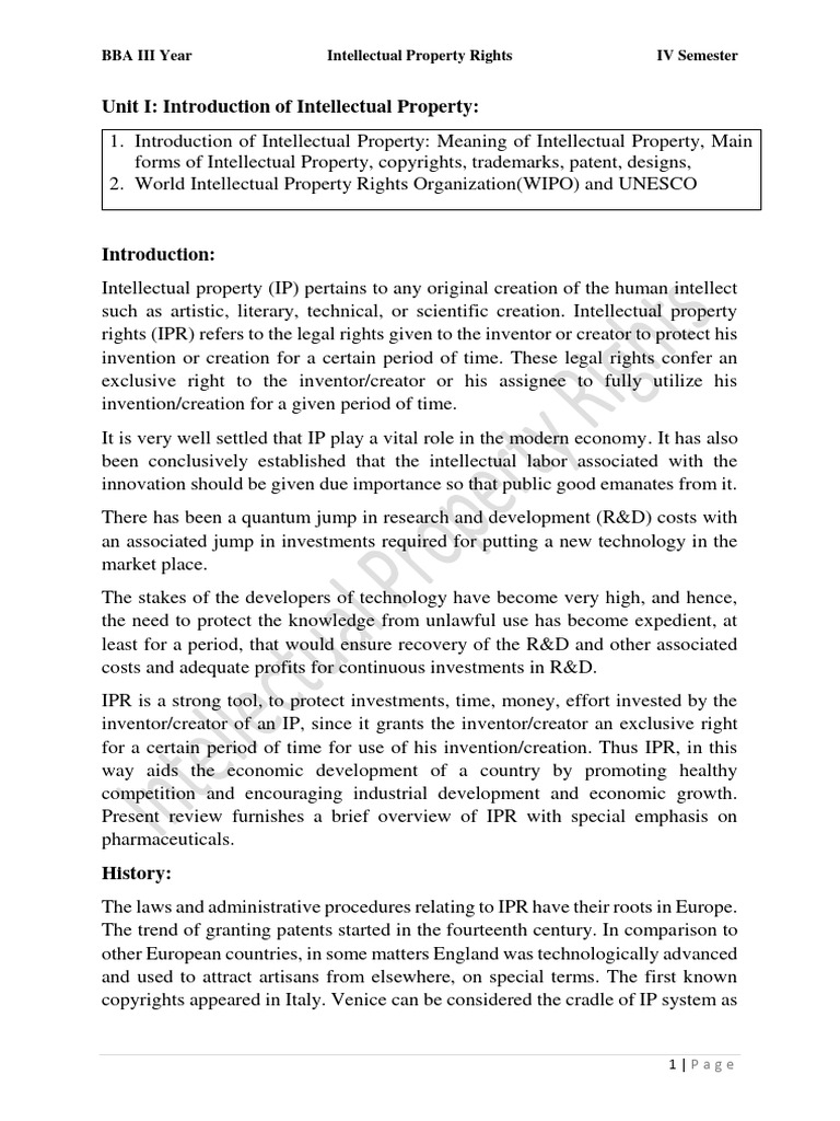Intellectual Property Rights Details | PDF | Intellectual Property ...