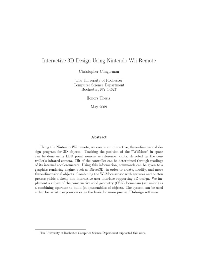 Wii Remote For 3D Design | PDF