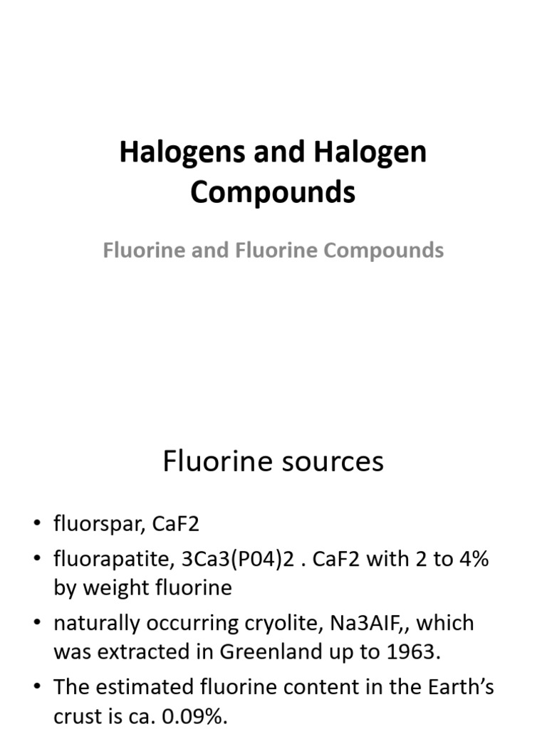 Halogens and Halogen Compounds | PDF | Chlorine | Fluorine