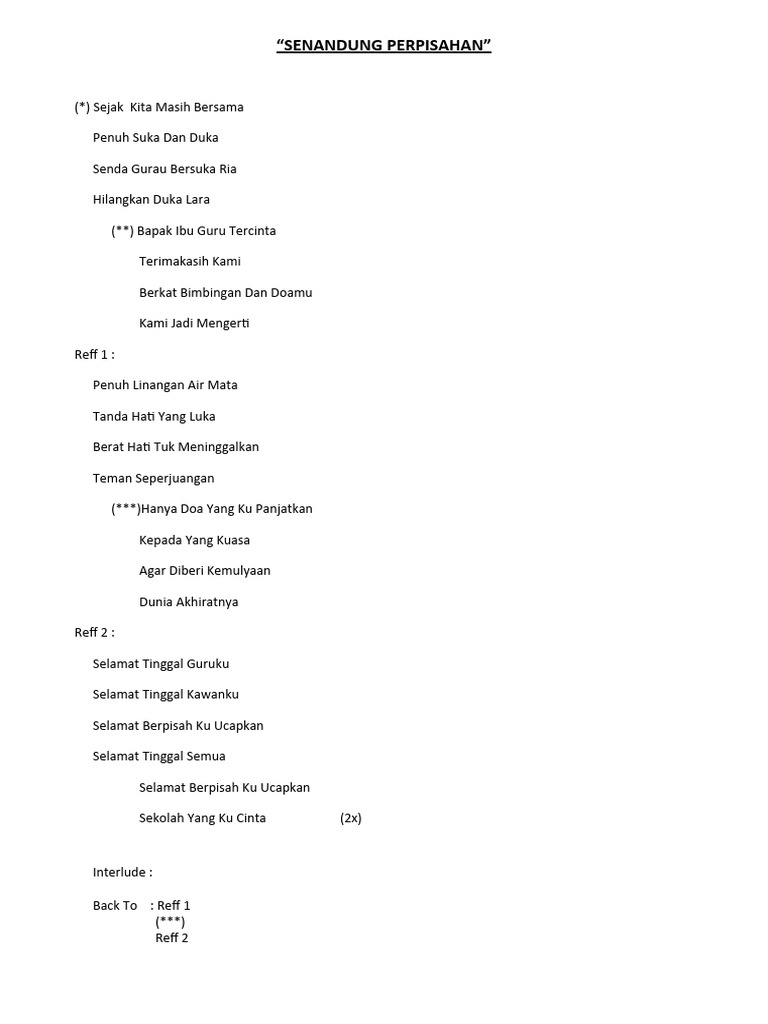 Lirik Senandung Perpisahan | PDF | Puisi