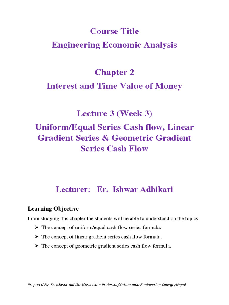Gradient Series in Engineering Economics | PDF | Interest | Economies