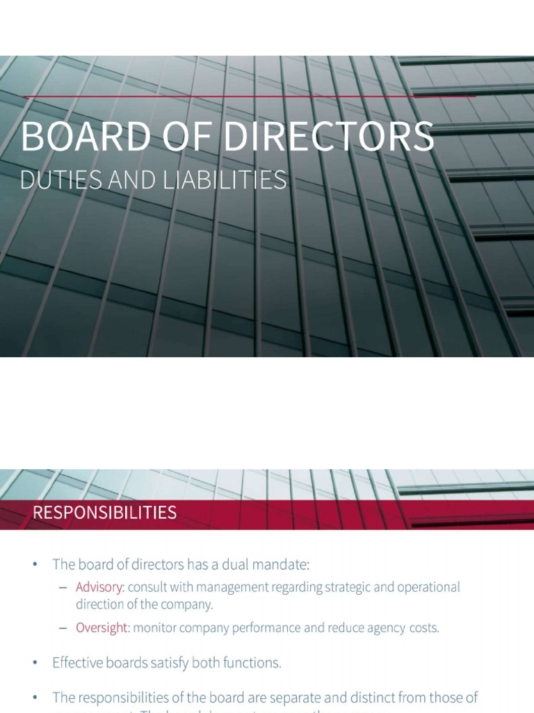 Chapter 3. BOD Duties and Liabilities | PDF