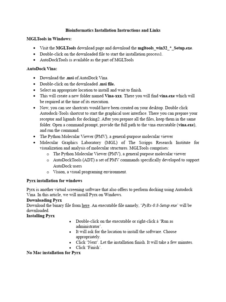 Bioinformatics Installation Instructions and Links | PDF | Installation (Computer Programs ...