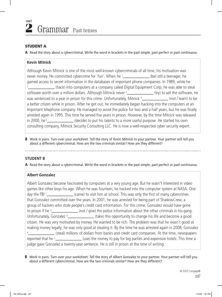 Voices Intermediate Plus Unit 2 Grammar | PDF | Cybercrime | Security ...