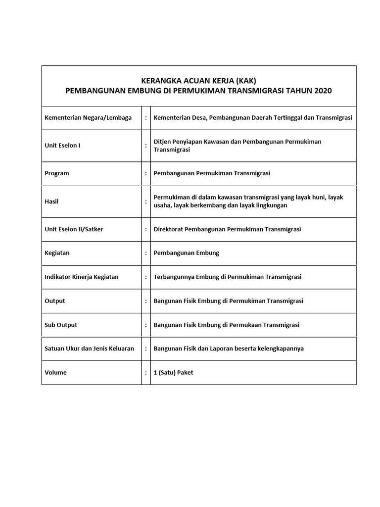 Kak Pembangunan Embung | PDF