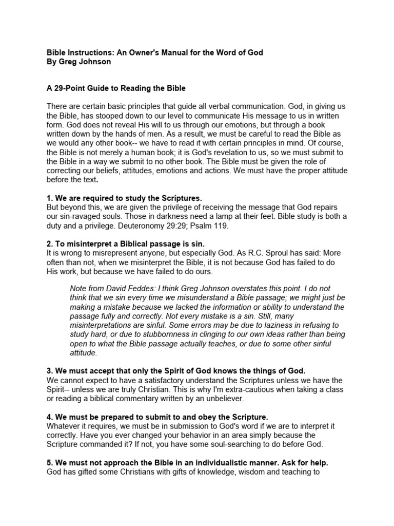 05 Bible Instructions (Greg Johnson) | PDF | Epistle To The Romans | Bible