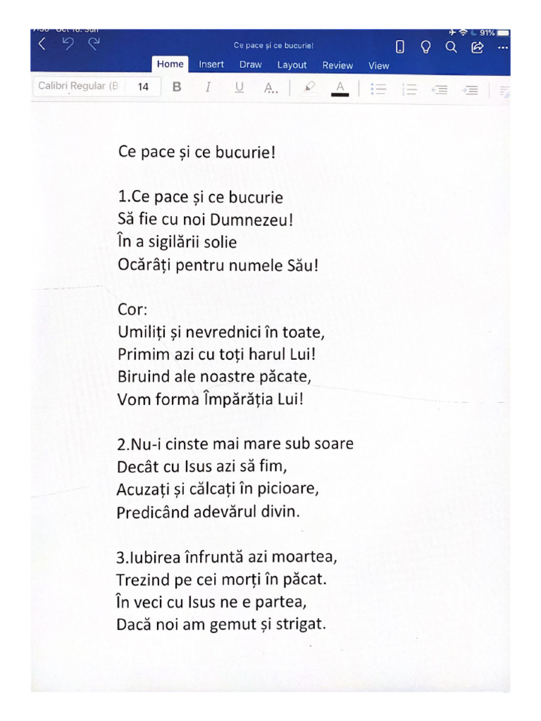 Ce Pace Si Ce Bucurie! | PDF