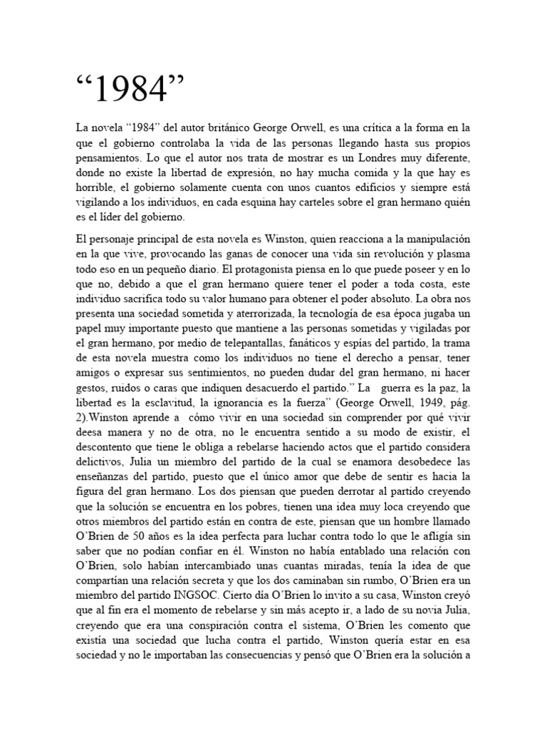 Análisis de "1984" de Orwell | PDF