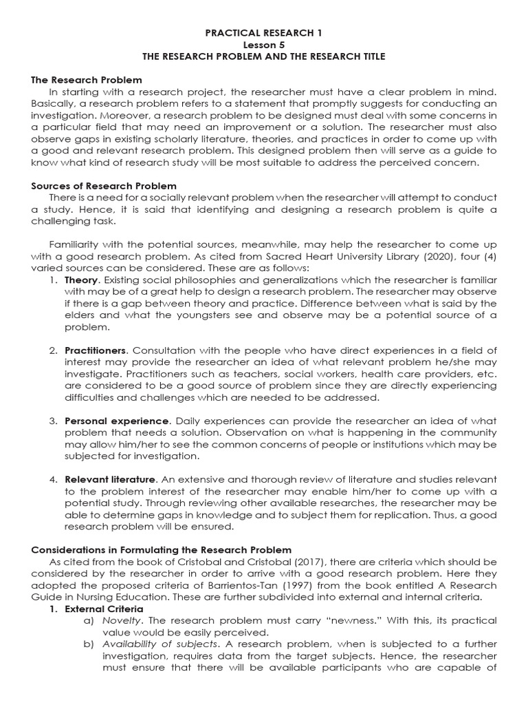 Crafting Effective Research Problems | PDF | Theory | Experience