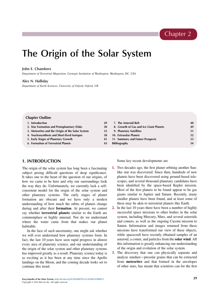 Chapter 2 - The Origin of The Solar System | PDF | Stars | Formation And Evolution Of The Solar ...