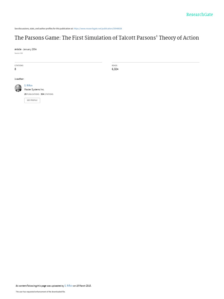 The Parsons Game The First Simulation of Talcott P | PDF | System ...