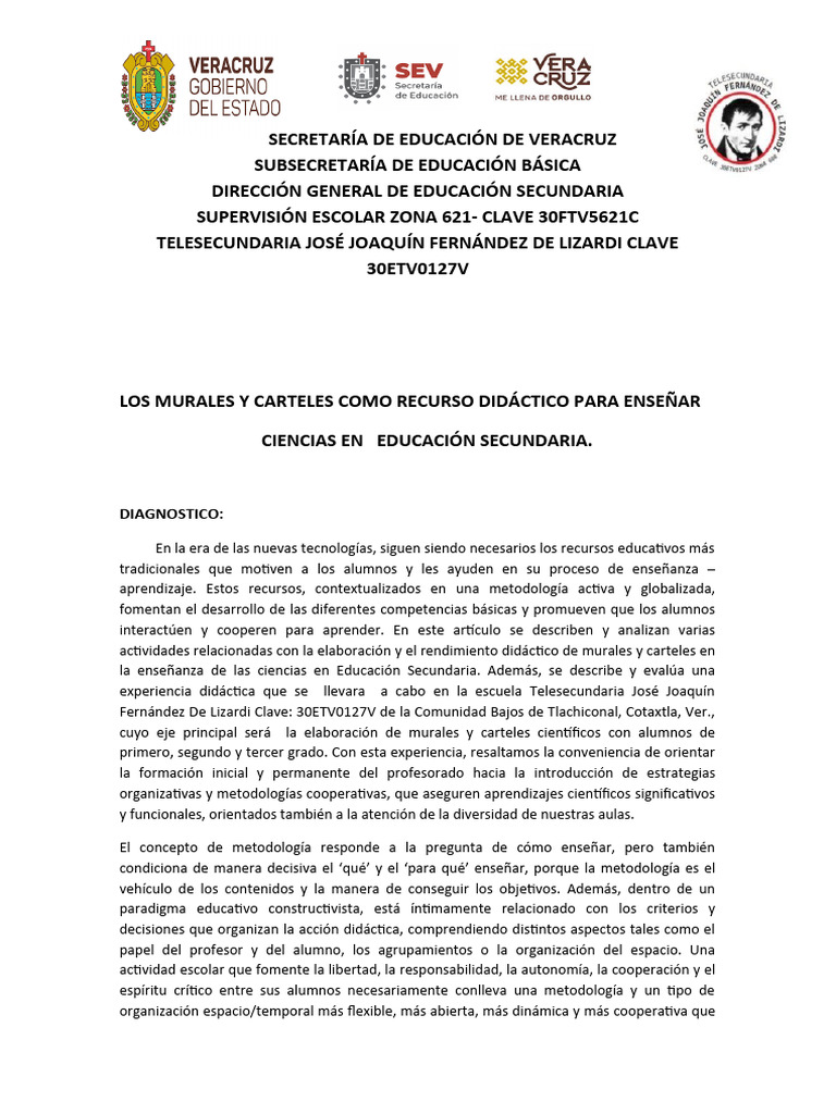 Plan de Carteles y Murales. | PDF | Salón de clases | Enseñando