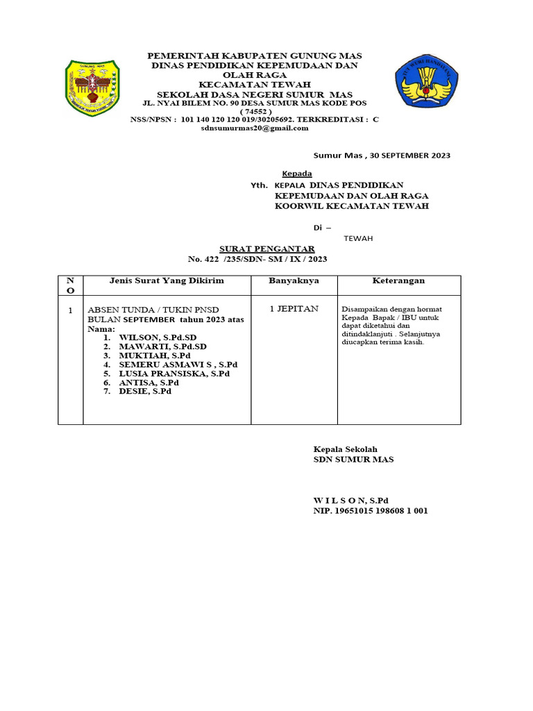 Surat Pengantar Tunda | PDF