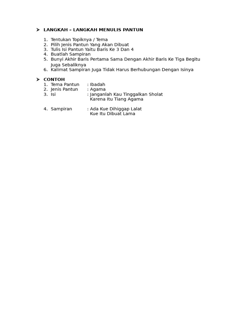 Langkah Langkah Menulis Pantun | PDF