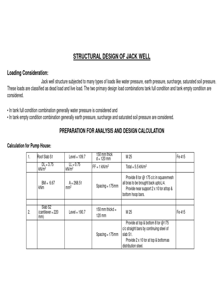Structural Design of Jackwell | PDF | Architectural Elements | Civil Engineering