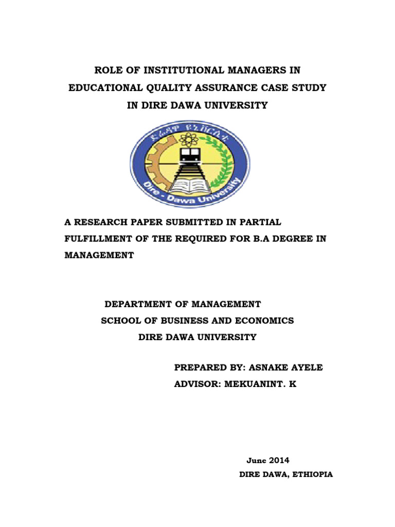 Role of Institutional Managers in Educational Quality Assurance Case ...