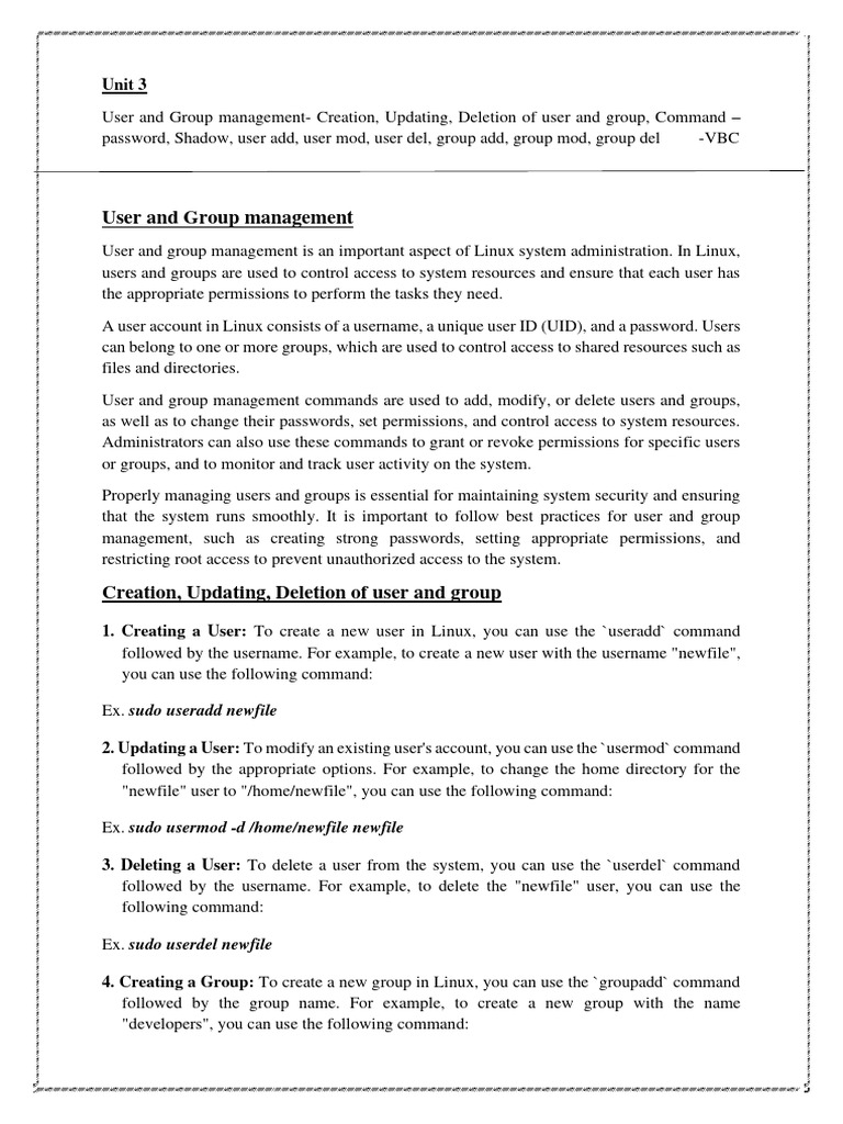 Unit 3 Linux | PDF | User (Computing) | Password