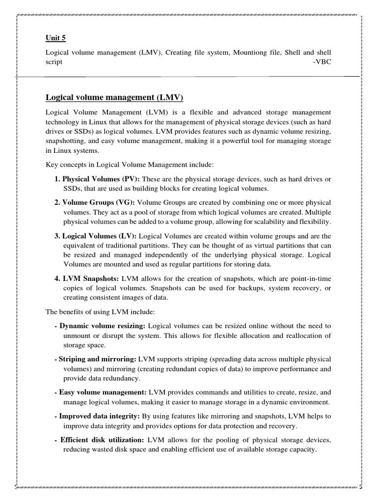Unit 5 Linux Pdf File System Shell Computing 3980