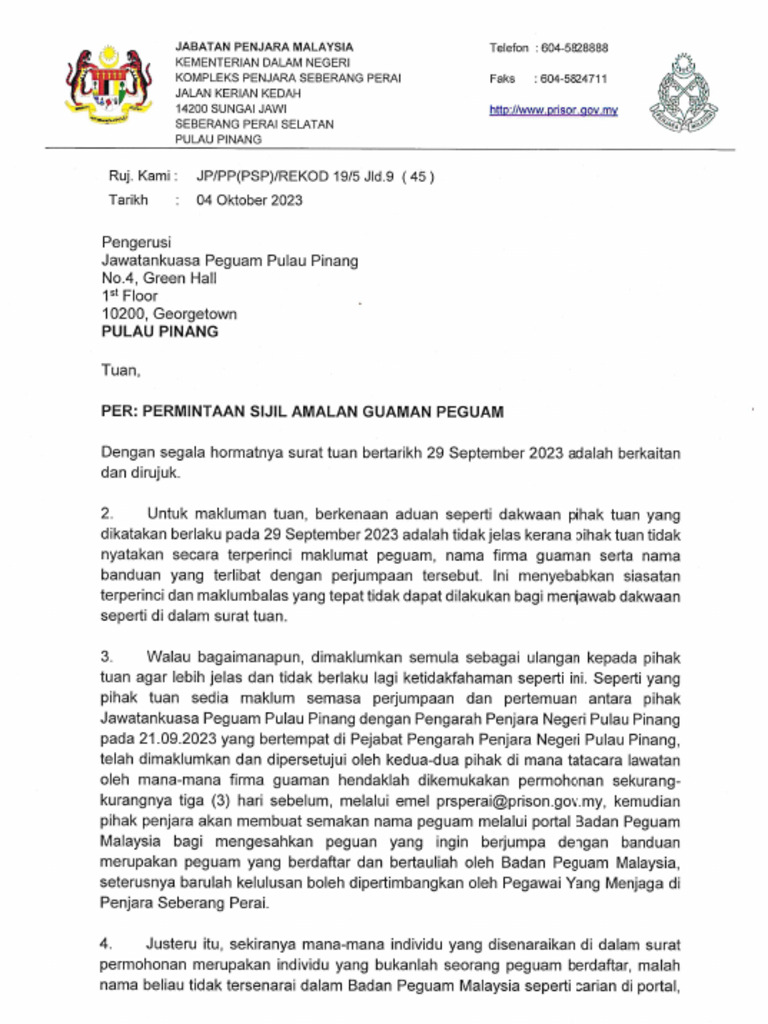 Surat Penjara - Minta Sijil Guaman | PDF