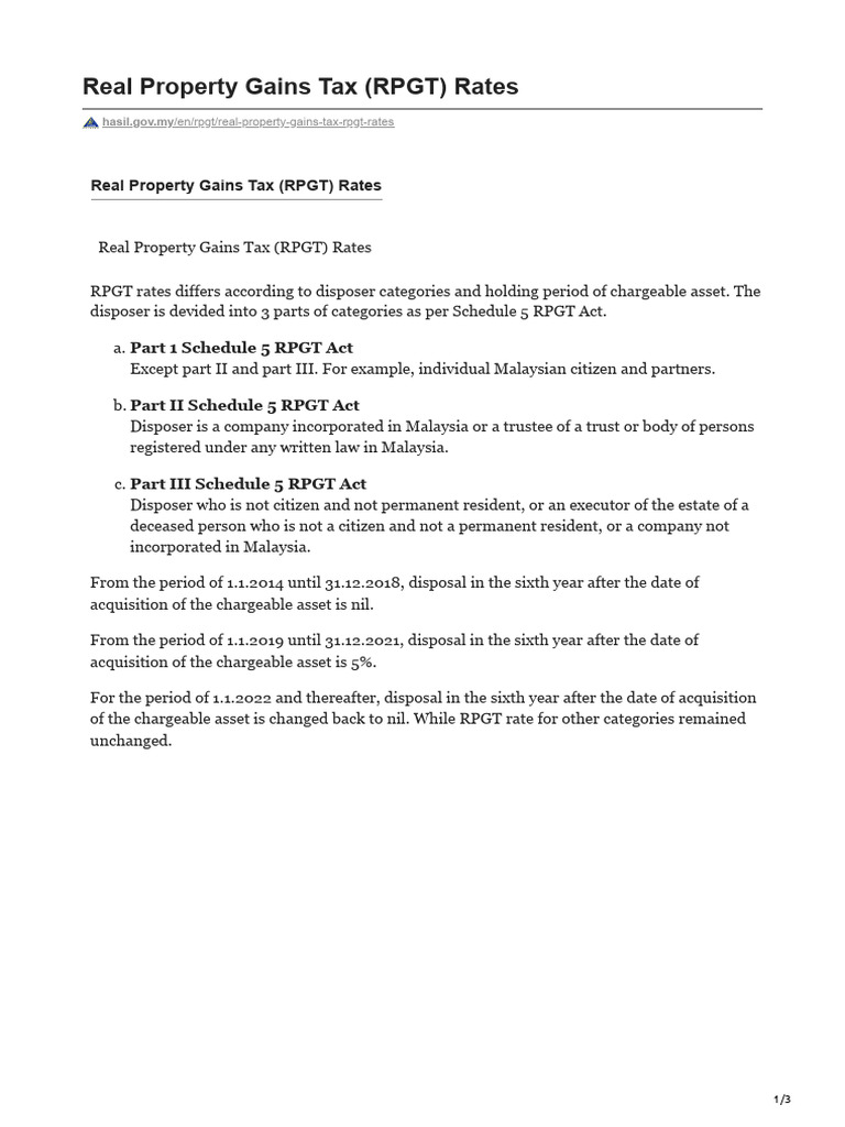 Hasil - Gov.my-Real Property Gains Tax RPGT Rates | PDF | Trust Law ...