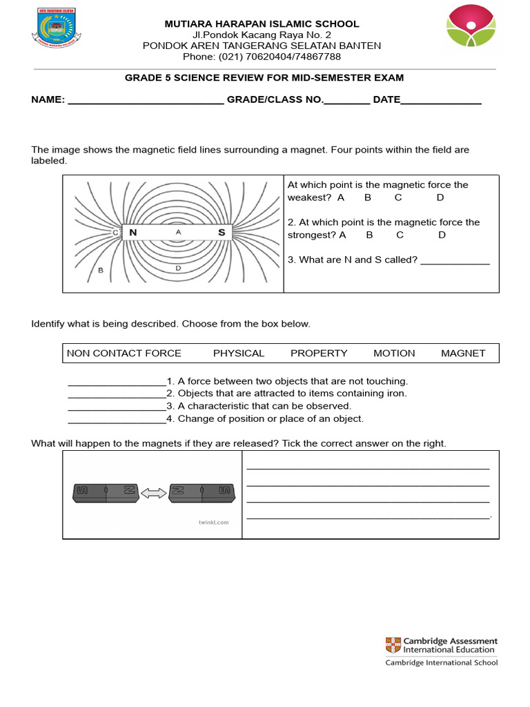 Review G5 - Science Paper 1 - Mid Exam 23 - 24 - Sem 2 | PDF | Force ...